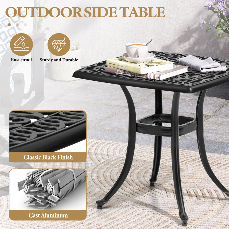 Charlton Home® Patio Side Table Cast Aluminum End Table | Wayfair